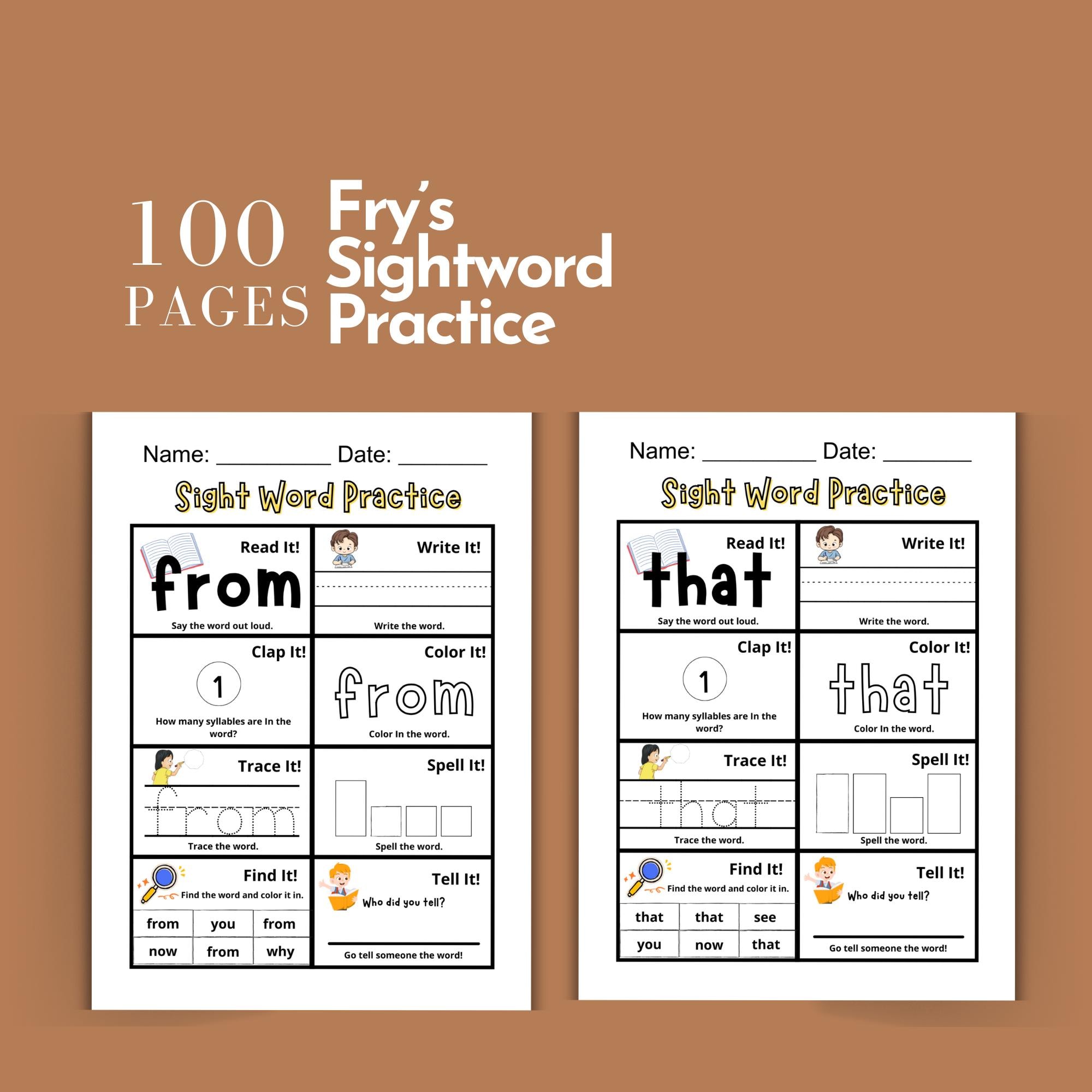 Printable Fry 1st Hundred Sight Word Worksheet Reading Kindergarten ...