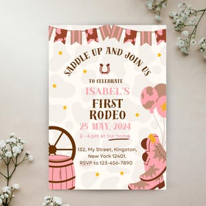 Cowgirl 1st Birthday Invitation Editable Western Theme Birthday Invite ...