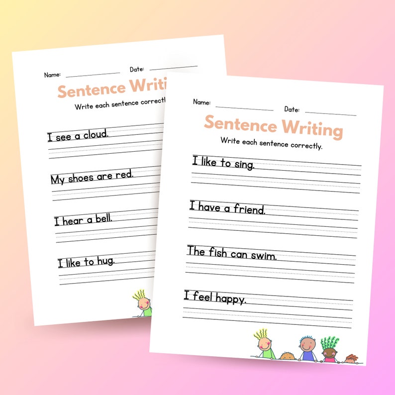 Writing Practice Kinder Printable First Grade Sentence Writing ...