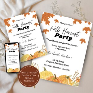 Fall Harvest Party Invitation Fall Festival Flyer Editable Text Invite ...