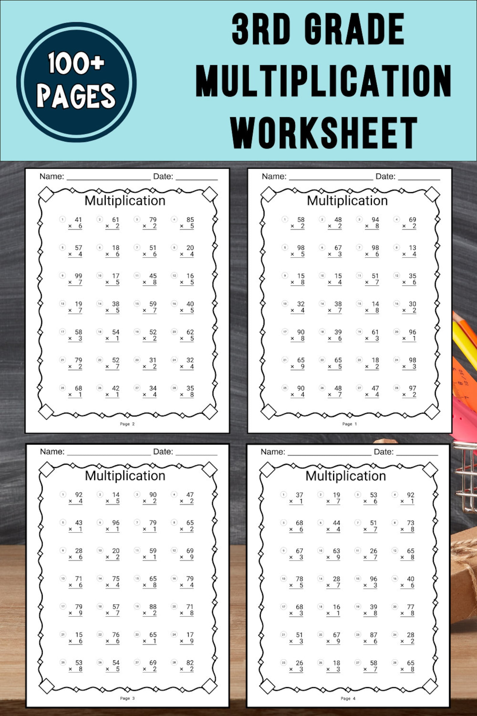 3rd Grade Math Multiplication Worksheet Chart Multiplication Table ...