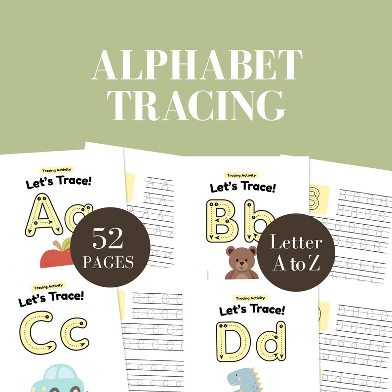 Alphabet Tracing Workbook Printable Letter Practice A Z Preschool ...