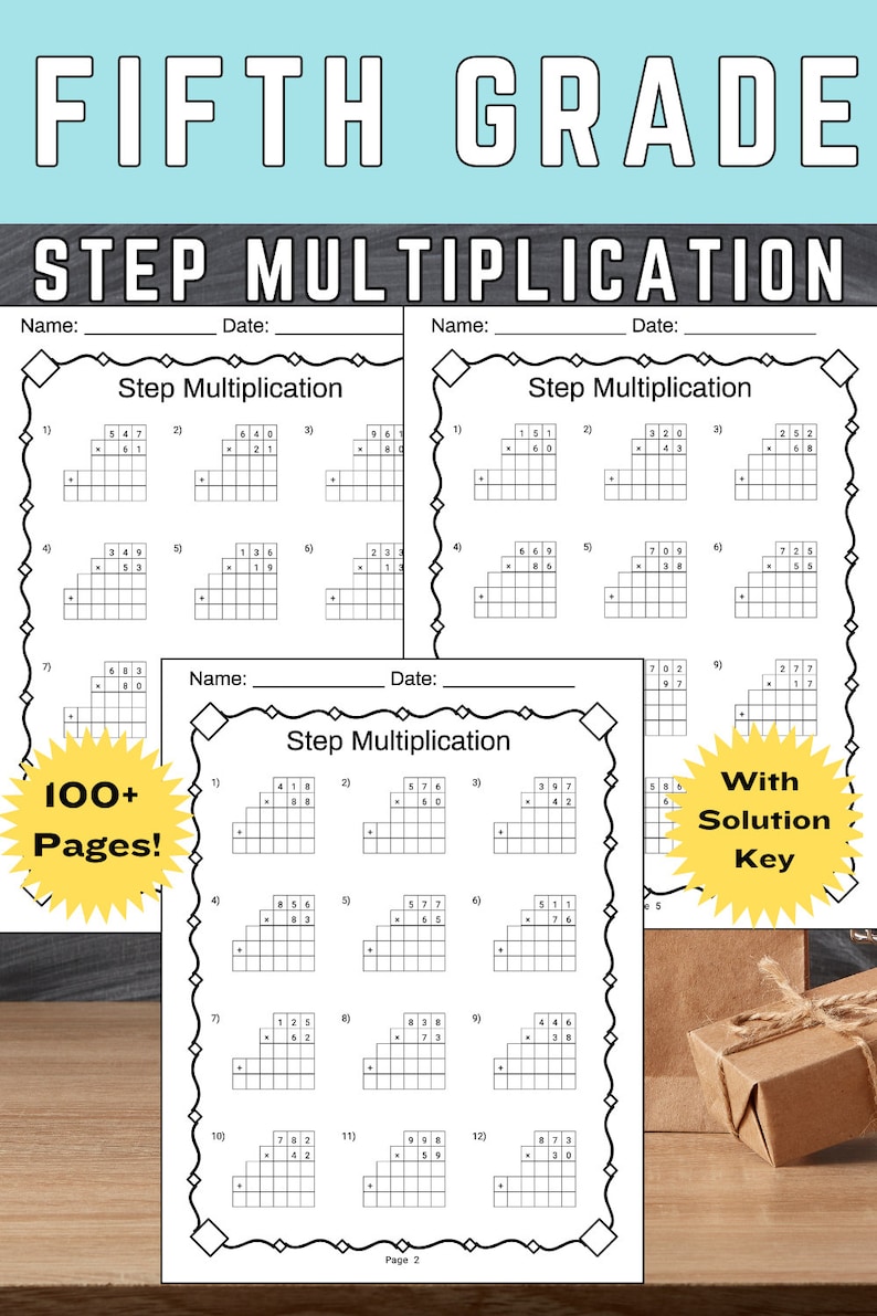 Step Multiplication Worksheet Fifth Grade Homeschool Printable ...