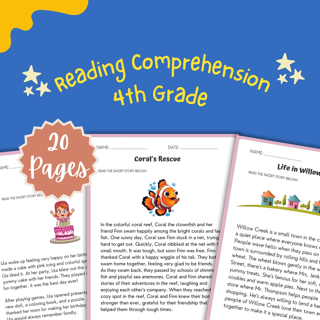 Fourth Grade Reading Printable Grade 4 Literacy Comprehension Worksheet ...
