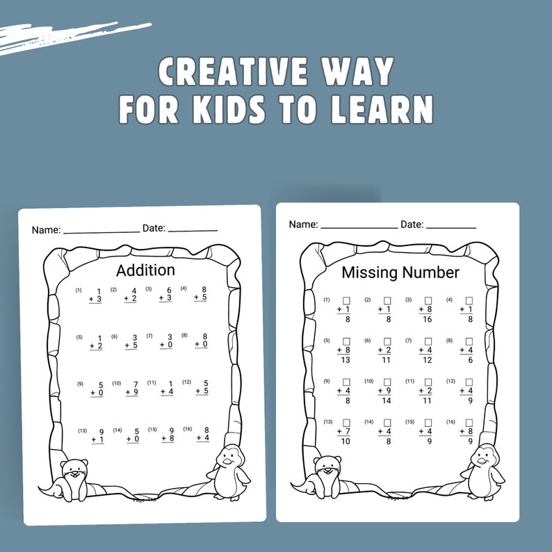 Math Exercise Sheet Montessori Math Addition Subtraction Drill Math ...