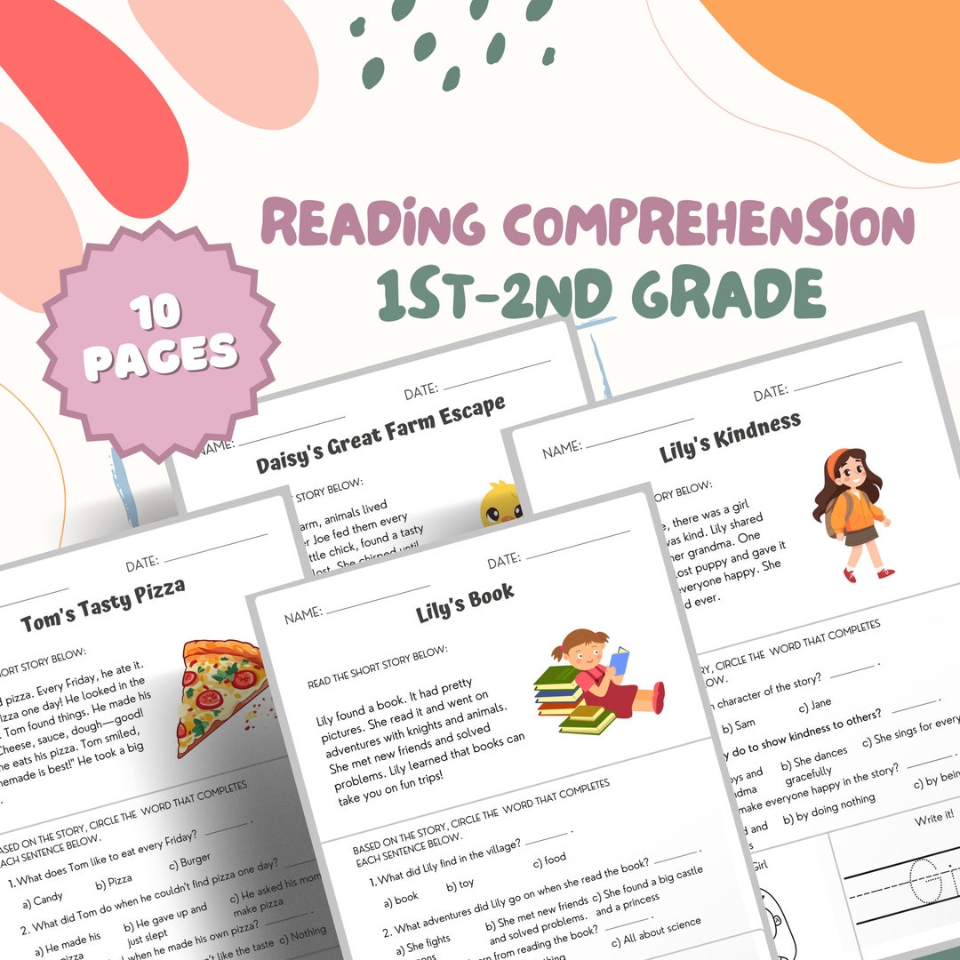 Reading Comprehension Worksheet First Grade Comprehension Read 1st ...