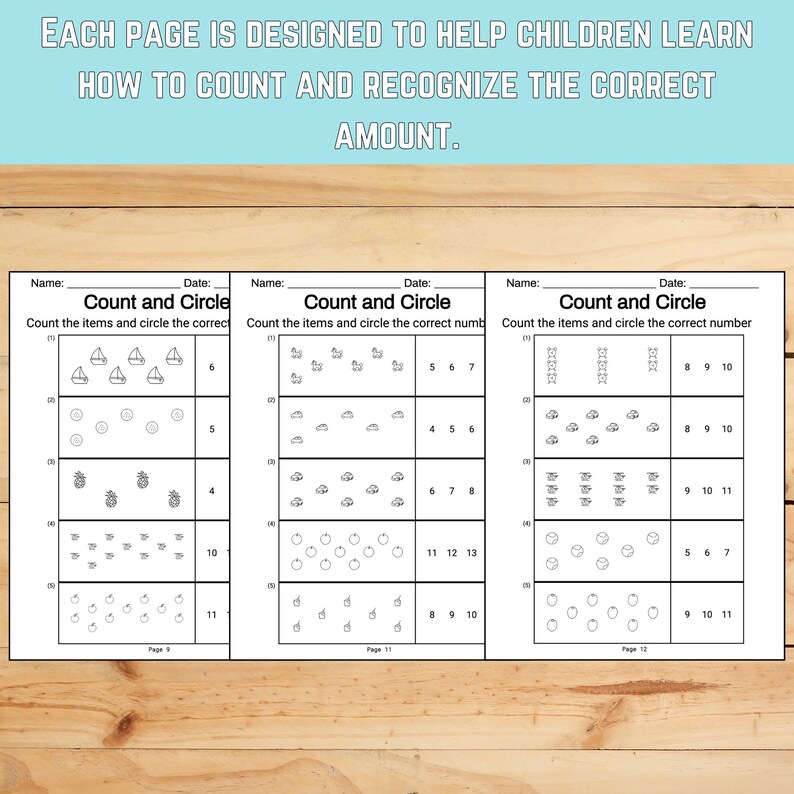Count and Circle Worksheet Kindergarten Math Homeschool Printable ...