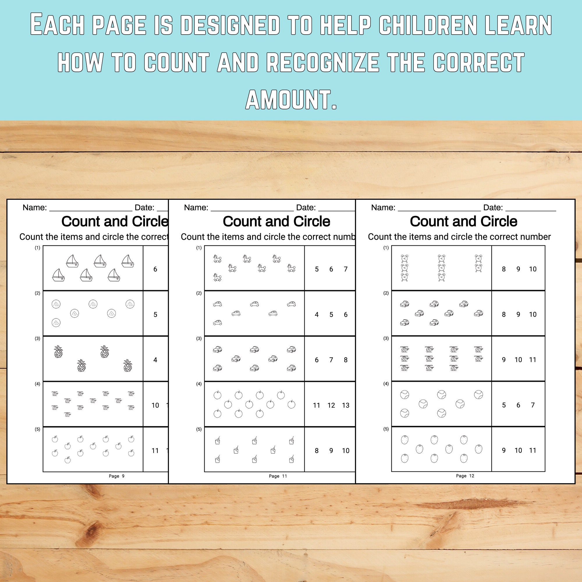 Count and Circle Worksheet Kindergarten Math Homeschool Printable ...