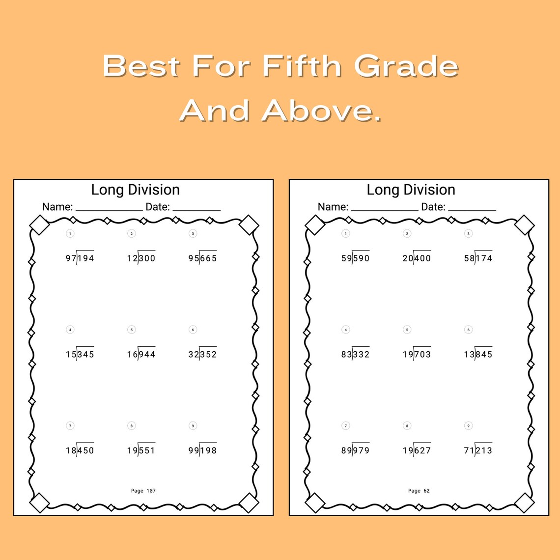 Long Division Math Worksheet Printable 5th Grade Division Math ...