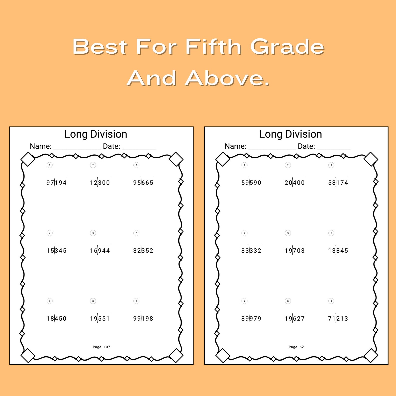 Long Division Math Worksheet Printable 5th Grade Division Math ...