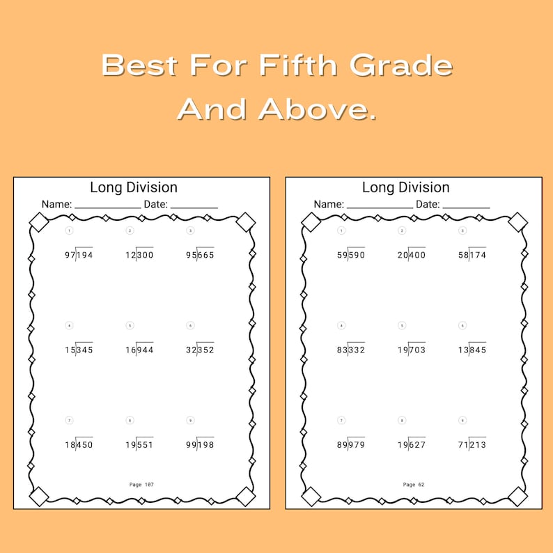 Long Division Math Worksheet Printable 5th Grade Division Math ...