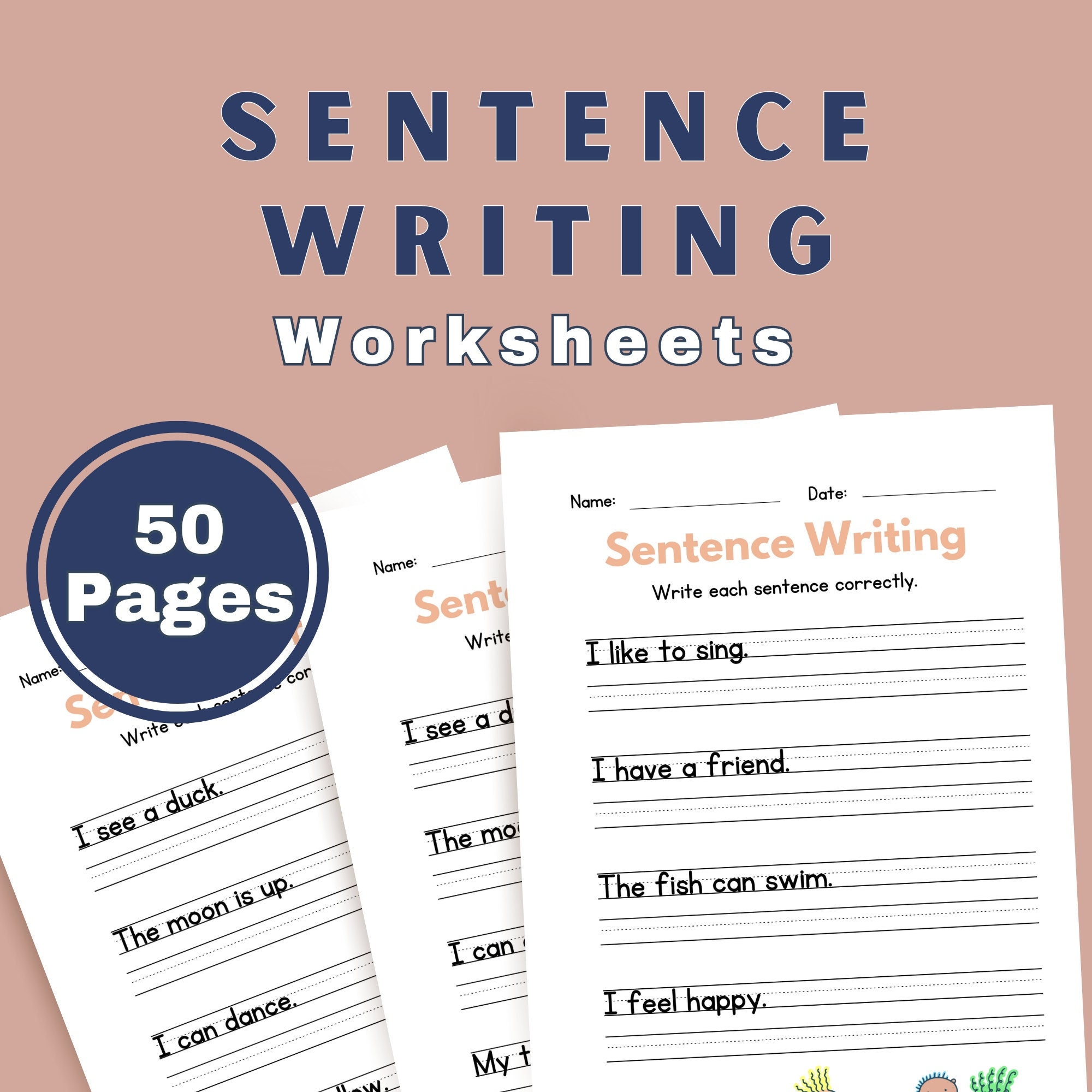 Sentences 1st Grade Practice Worksheet Writing Printable Sentence ...