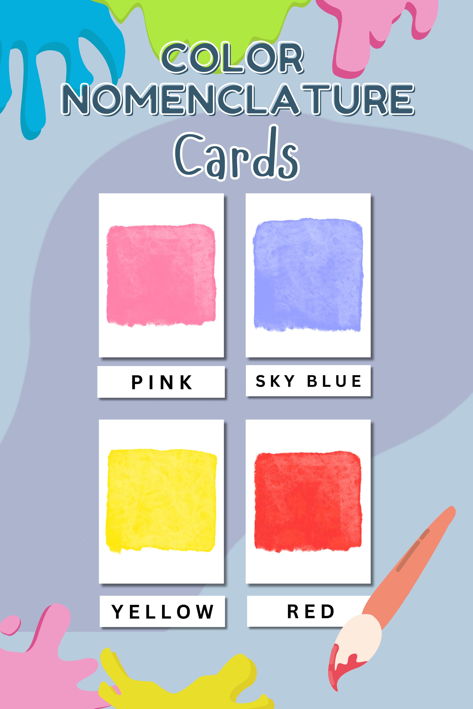 Montessori Color Card Toddler Printable Flashcard Prek Card Color ...