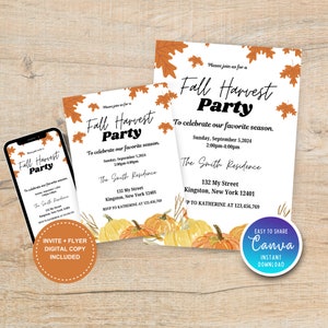 Fall Harvest Party Invitation Fall Festival Flyer Editable Text Invite ...
