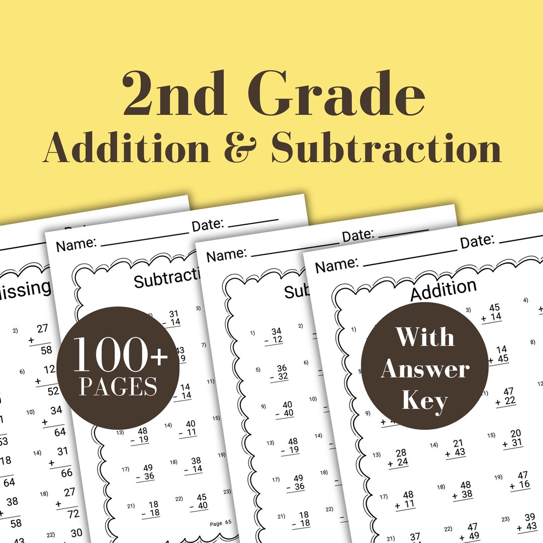 2nd Grade Math Sheet Printable Addition Subtraction Worksheet Math ...