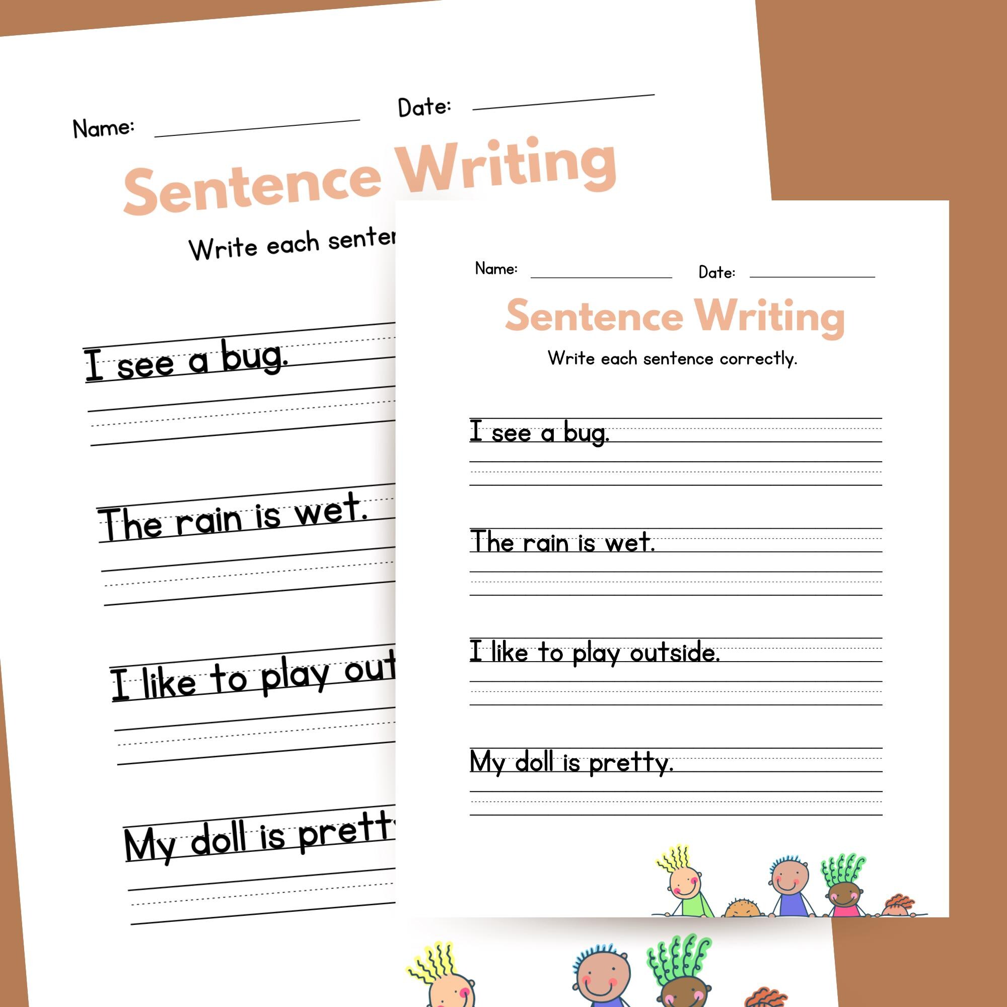 Sentences 1st Grade Practice Worksheet Writing Printable Sentence ...