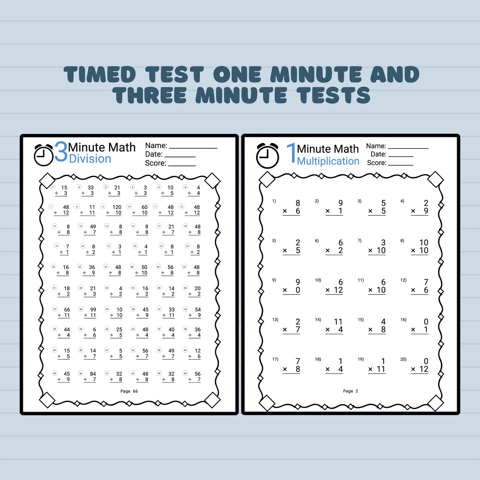 Multiplication Drill Worksheet Printable Kid Math Download Division ...