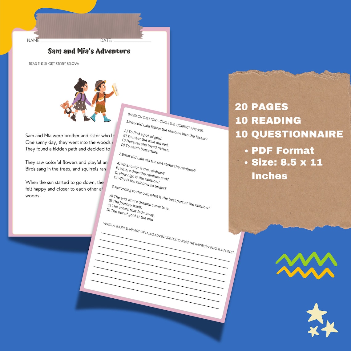 Fourth Grade Reading Printable Grade 4 Literacy Comprehension Worksheet ...