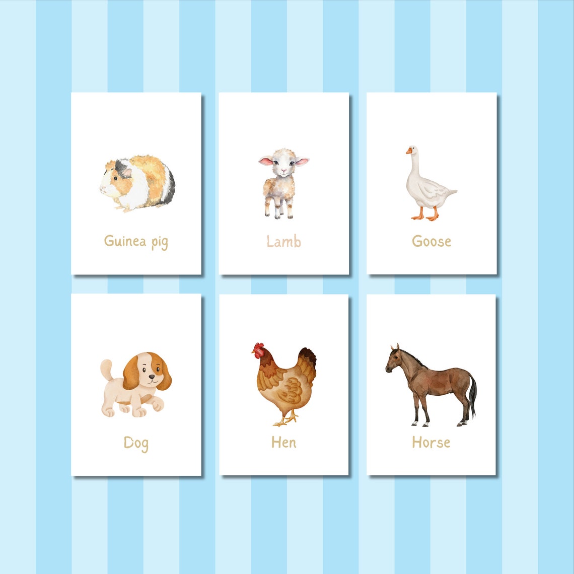 Preschool Card Farm Animal Instant Download Flashcard Printable ...