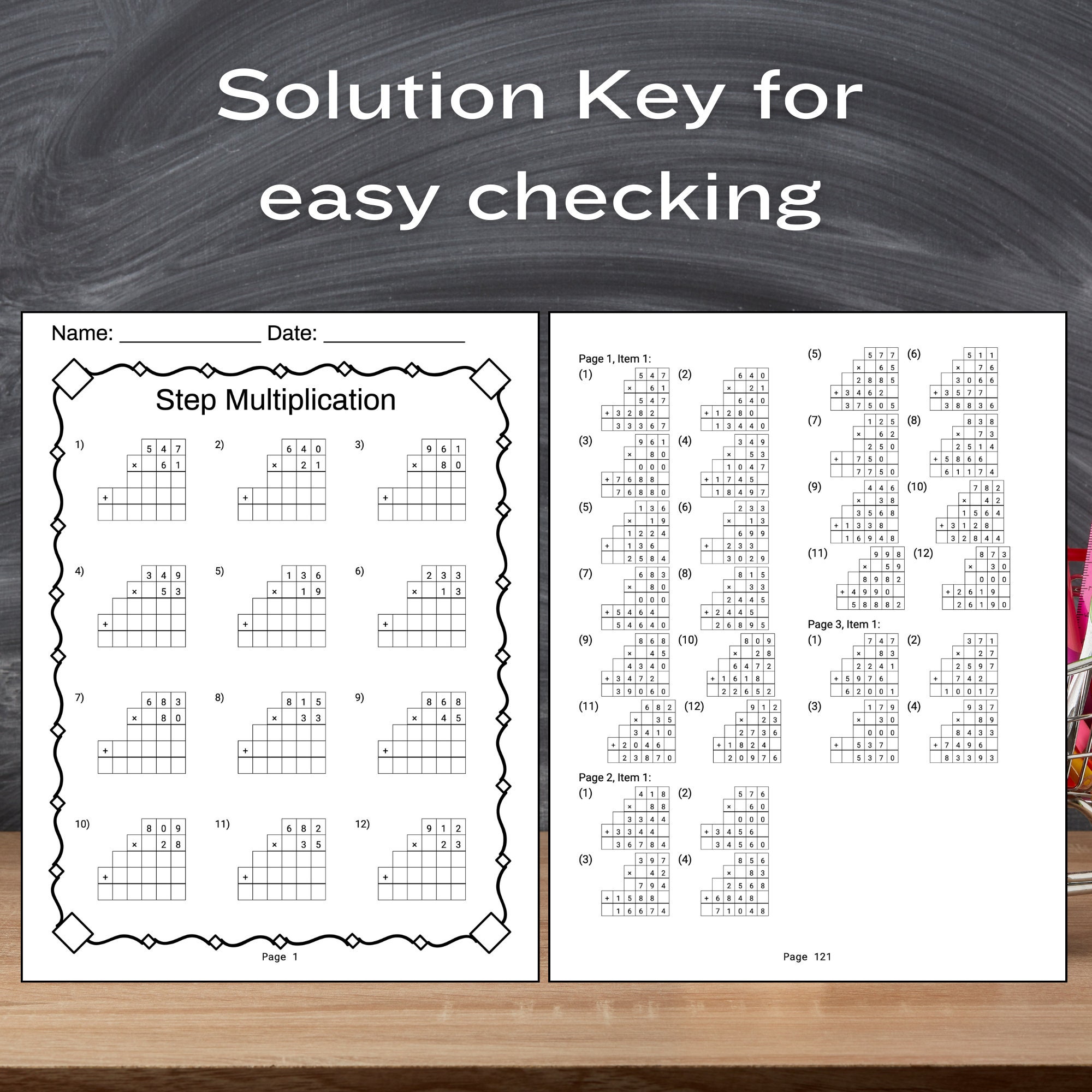 Step Multiplication Worksheet Fifth Grade Homeschool Printable ...