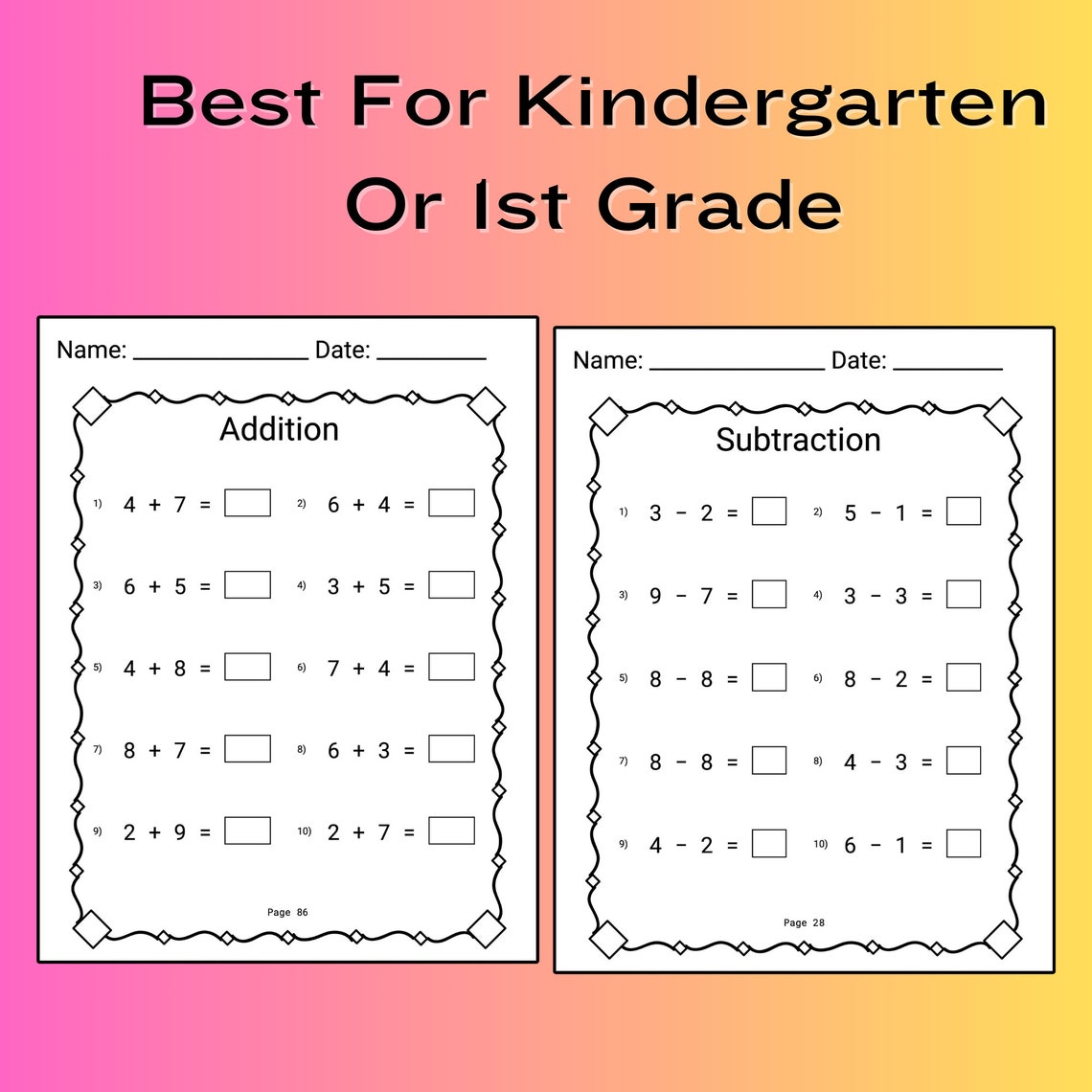 Mathematics First Grade Addition Subtraction Worksheet 1st Grade ...