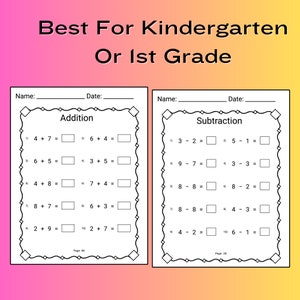 Mathematics First Grade Addition Subtraction Worksheet 1st Grade ...