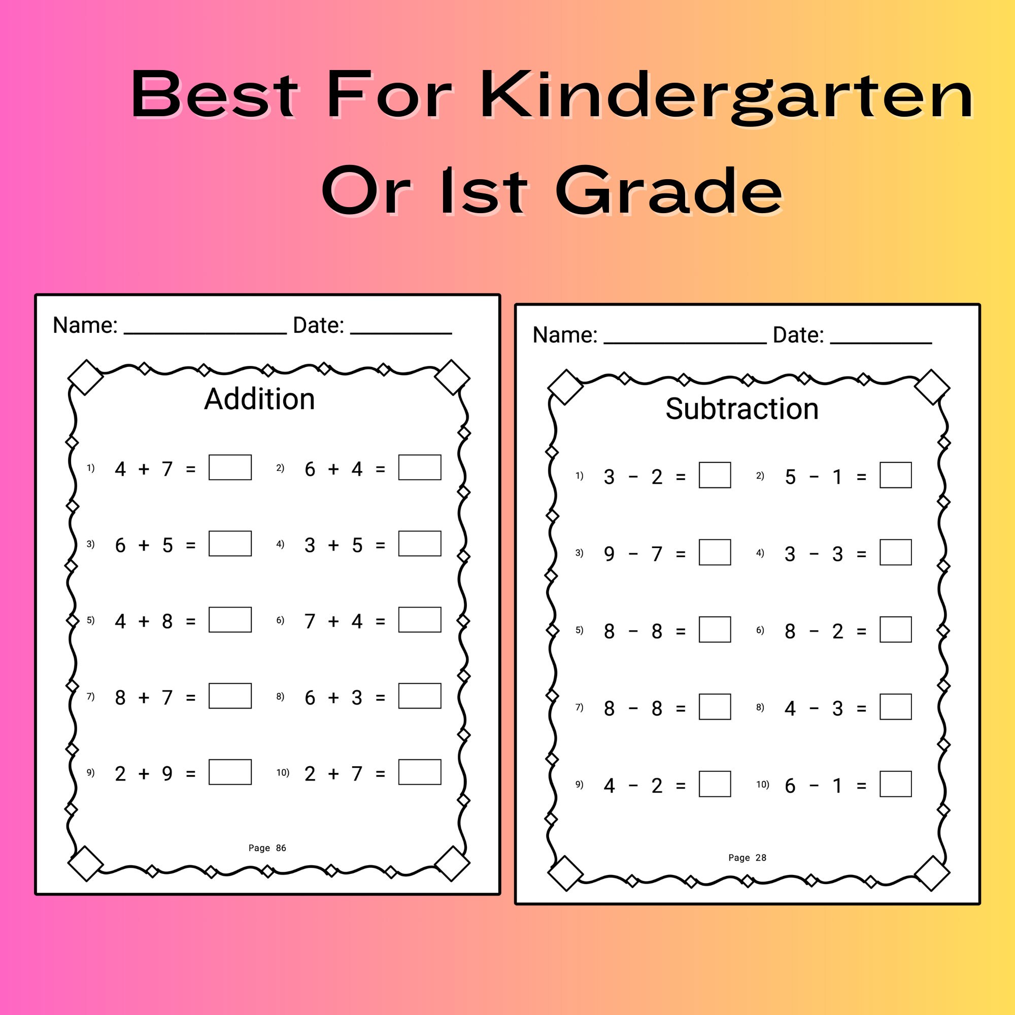Mathematics First Grade Addition Subtraction Worksheet 1st Grade ...