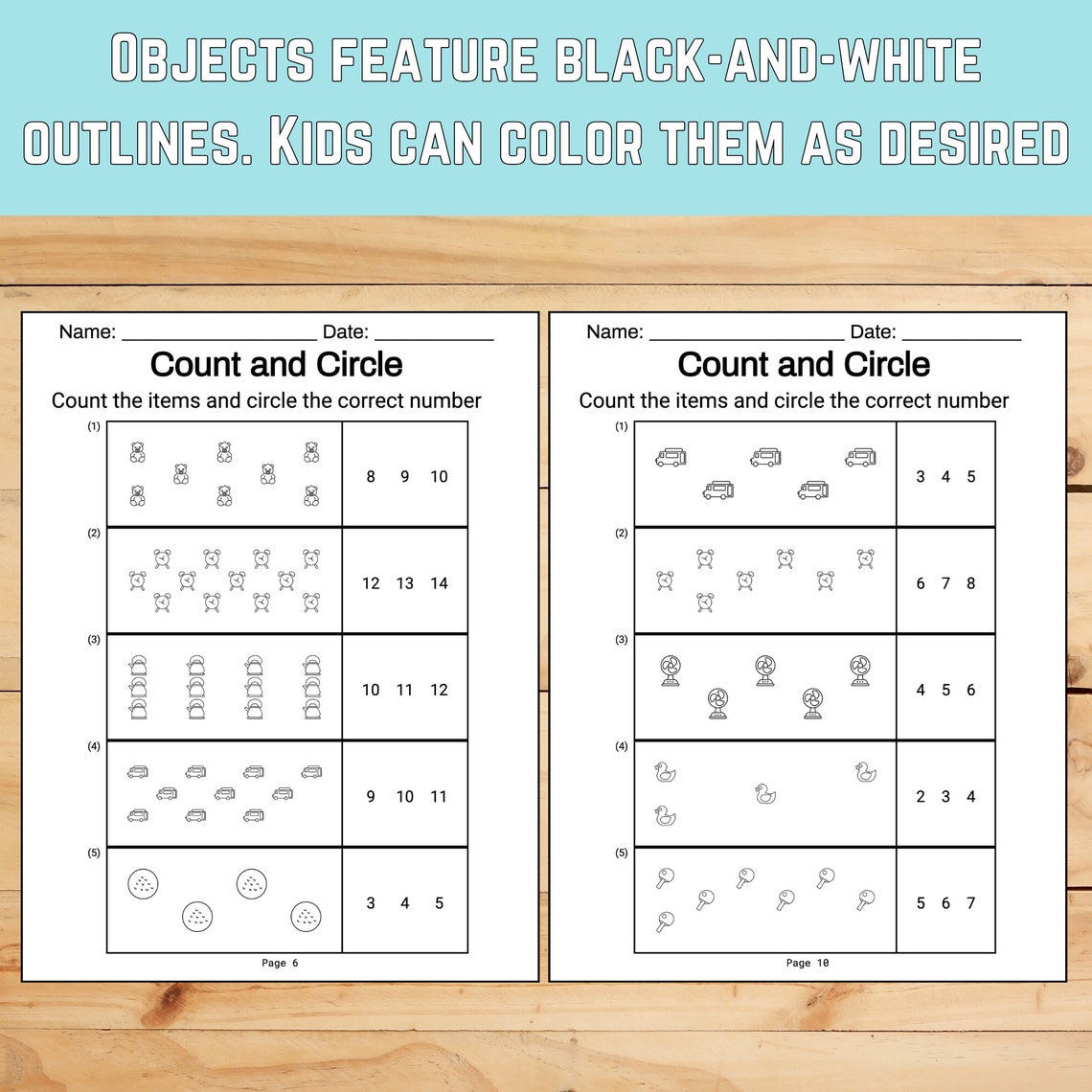 Count and Circle Worksheet Kindergarten Math Homeschool Printable ...