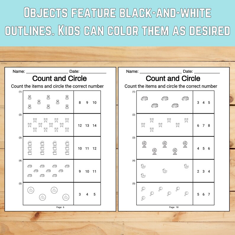 Count and Circle Worksheet Kindergarten Math Homeschool Printable ...