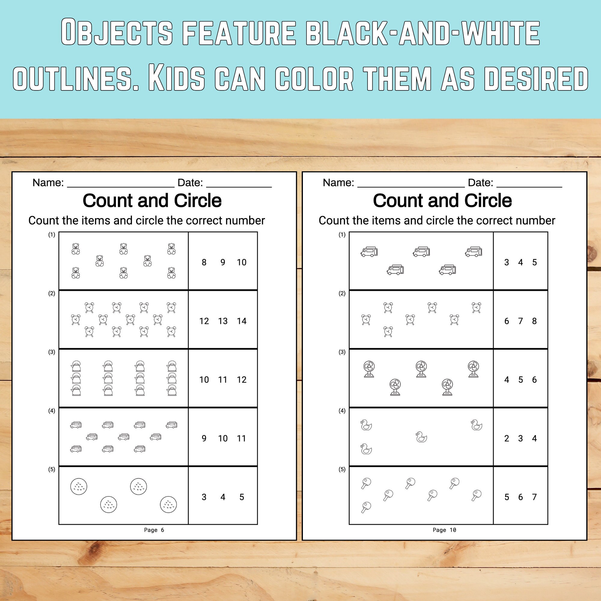 Count and Circle Worksheet Kindergarten Math Homeschool Printable ...