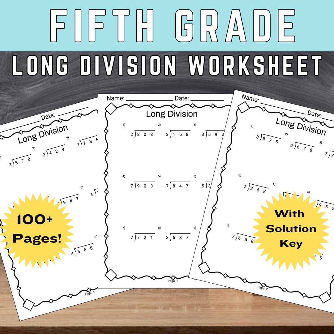 5th Grade Long Division Math Printable Homeschool Long Division Math ...
