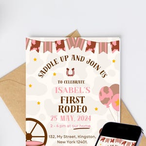 Cowgirl 1st Birthday Invitation Editable Western Theme Birthday Invite ...