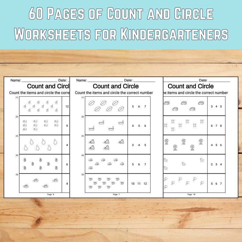 Count and Circle Worksheet Kindergarten Math Homeschool Printable ...