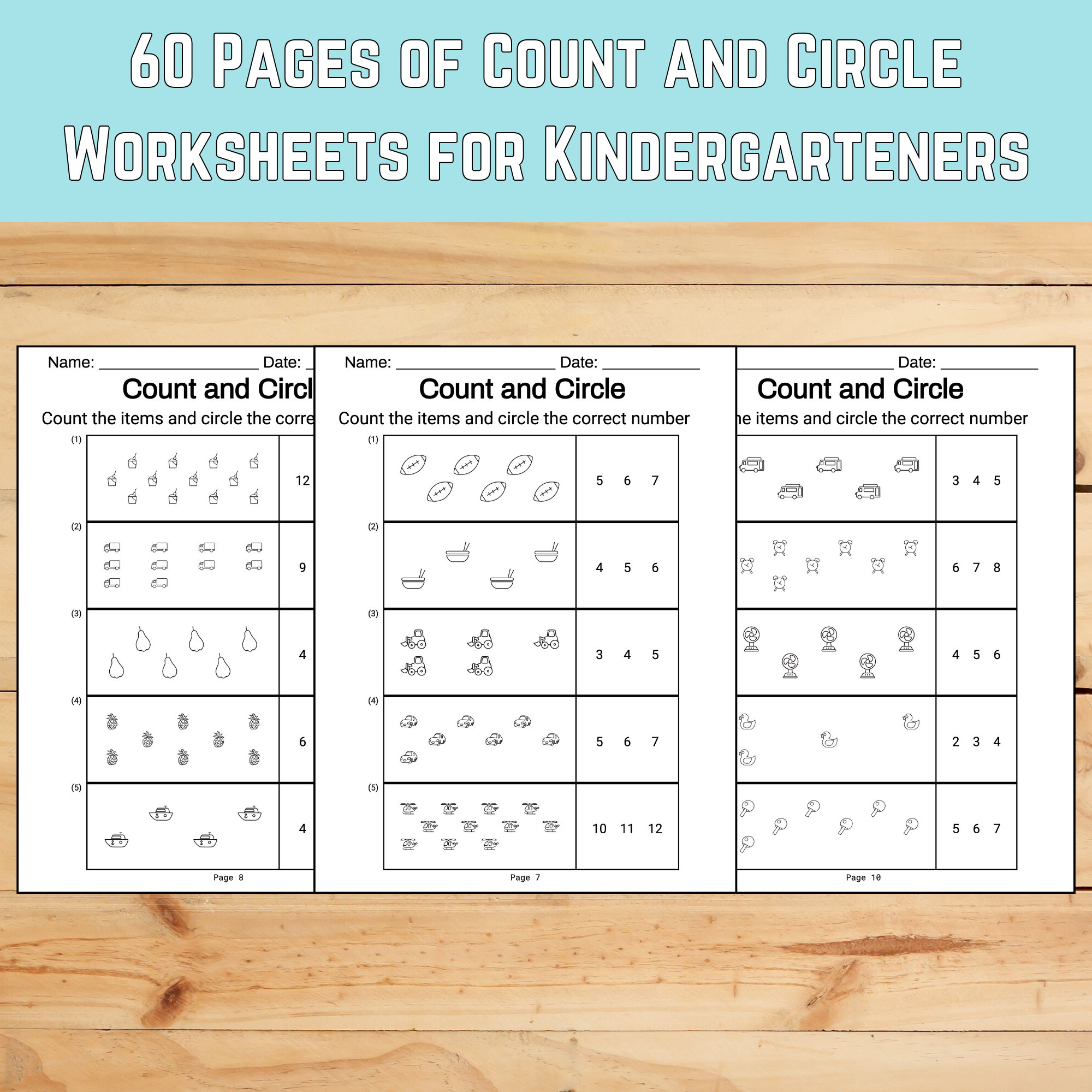 Count and Circle Worksheet Kindergarten Math Homeschool Printable ...