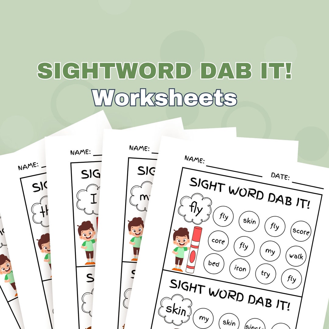 Sight Word Dab It Kindergarten Instant Download Homeschool Printable ...