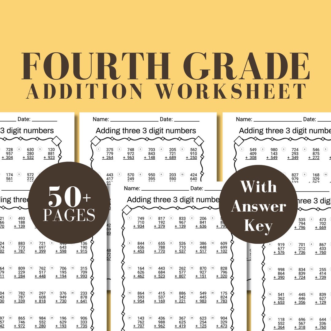 Grade 4 Addition Worksheet Math Fourth Grade Sheet Math Printable ...