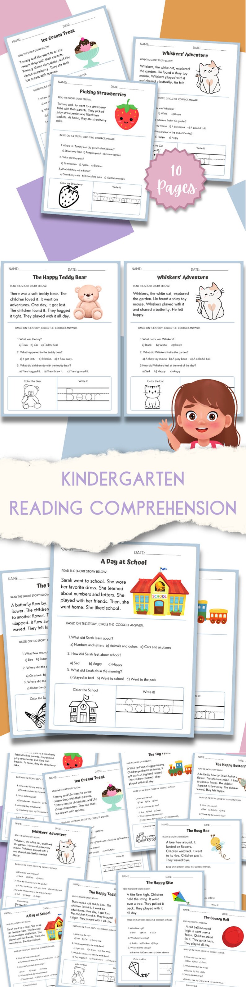 Kindergarten at Home Reading Worksheet Prek Early Reading Passage ...