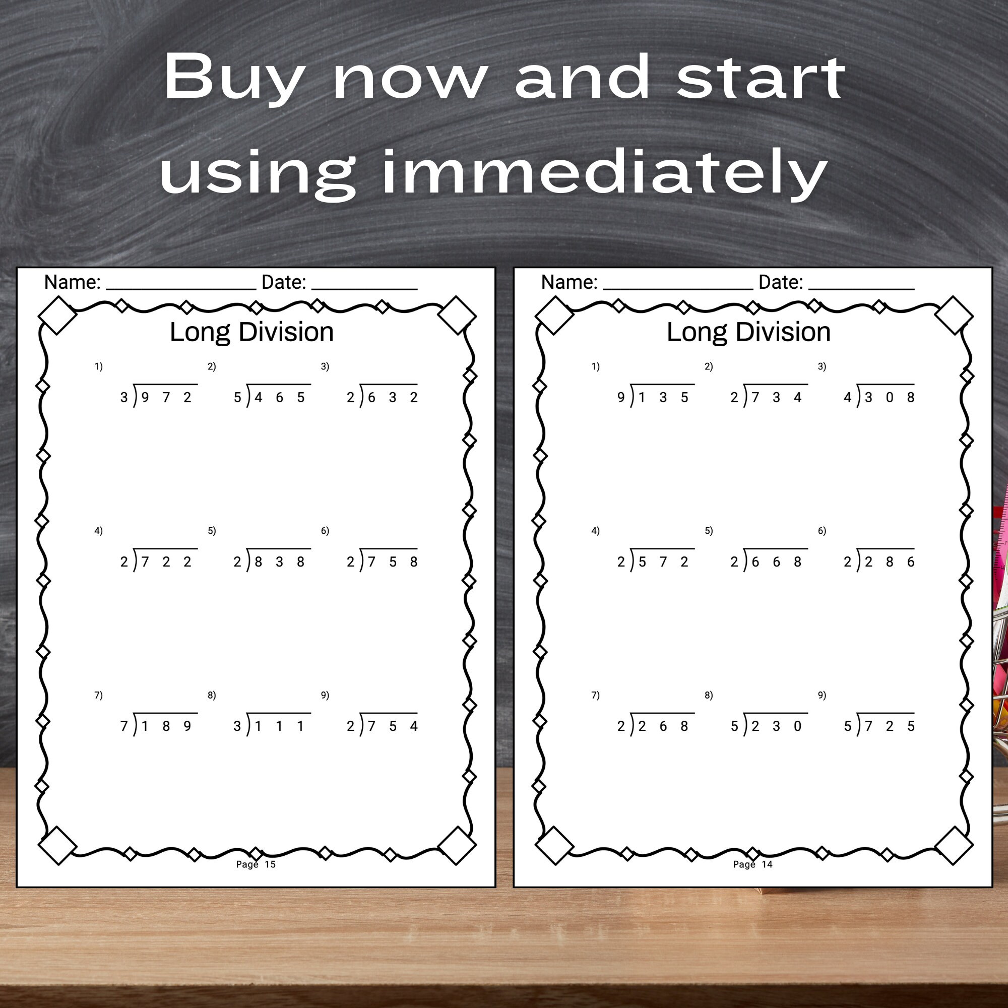5th Grade Long Division Math Printable Homeschool Long Division Math ...