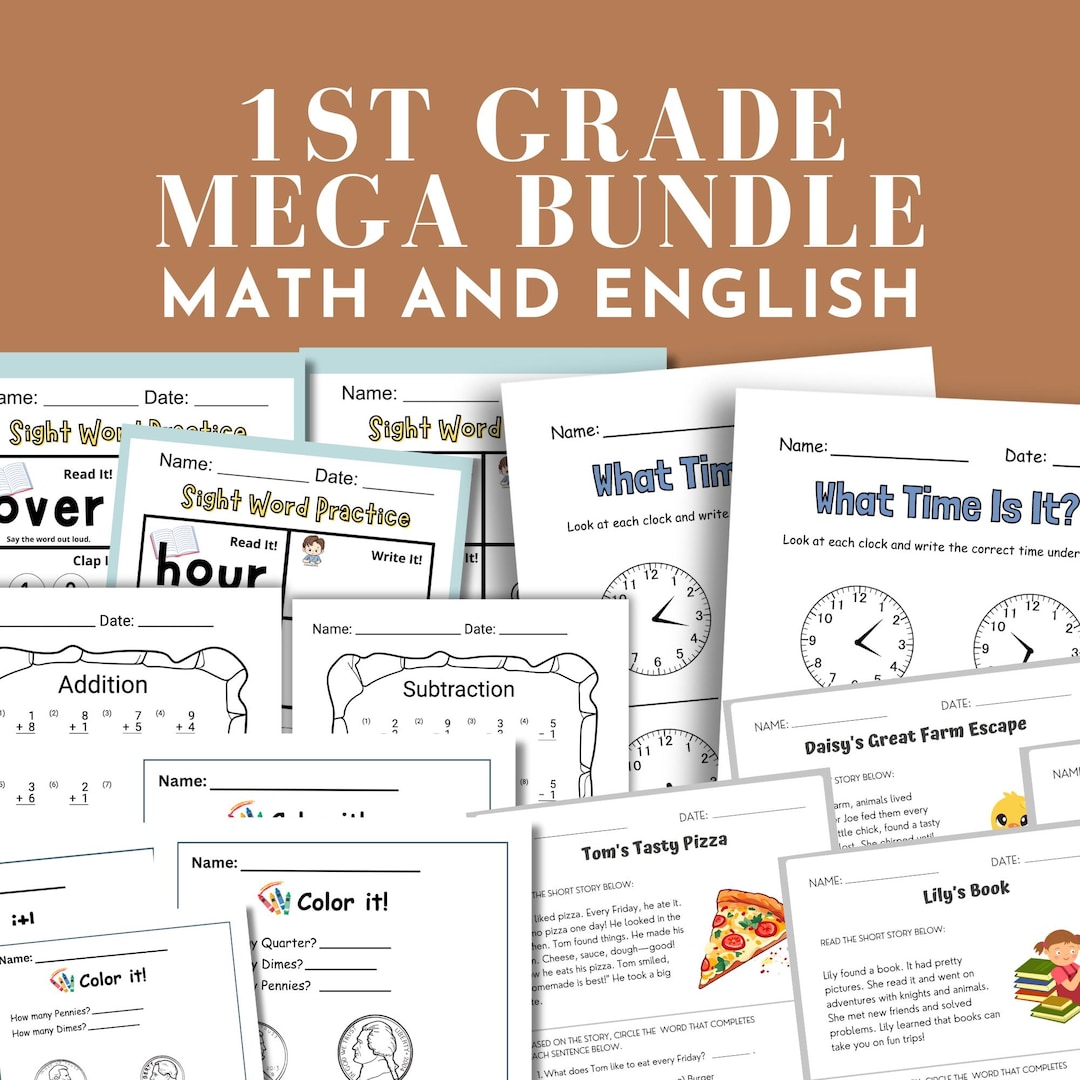 Bundle 1st Grade Worksheet Grade 1 Math Addition Printable Money ...