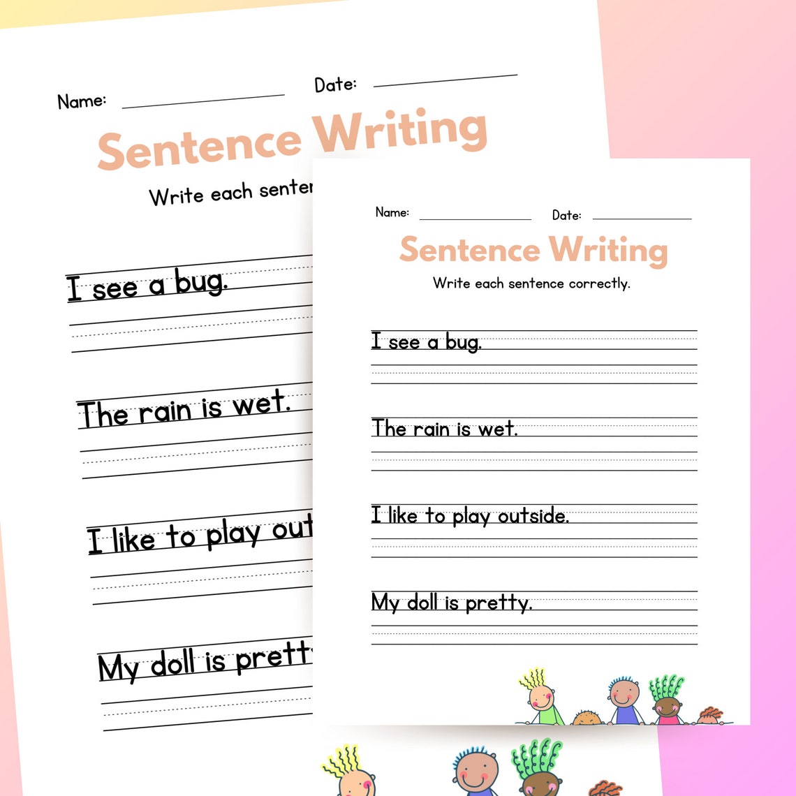 Writing Practice Kinder Printable First Grade Sentence Writing ...