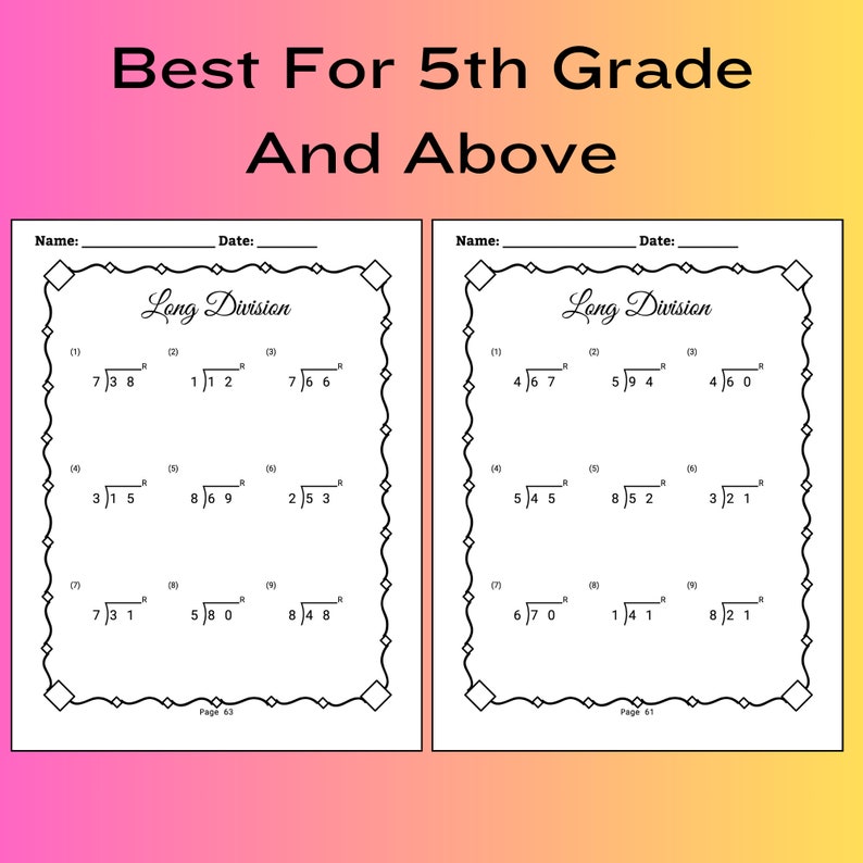 5th Grade Long Division Math Worksheet Printable 5th Grade Division ...