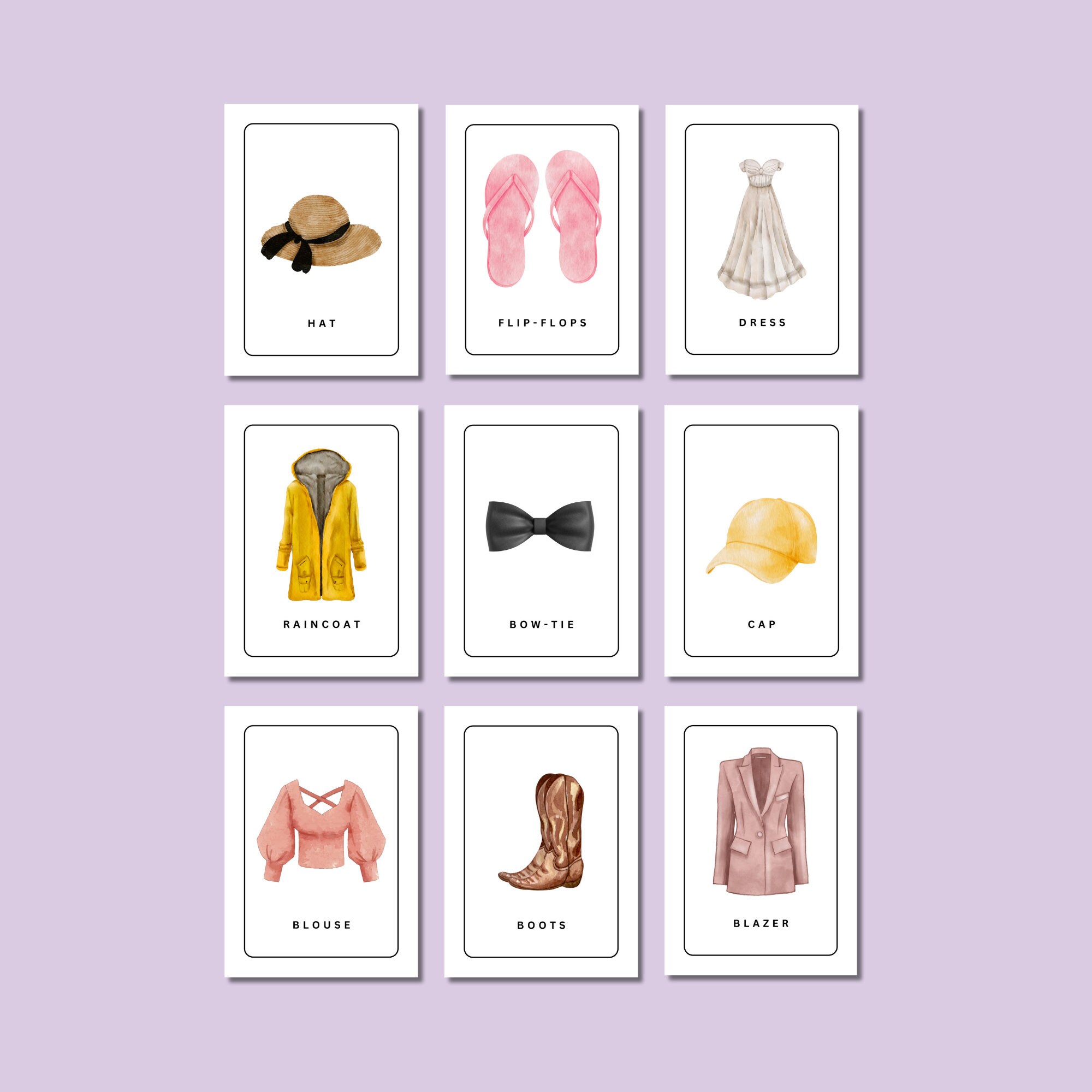 Clothing Flashcard Printable Kid Educational Card Worksheet ...