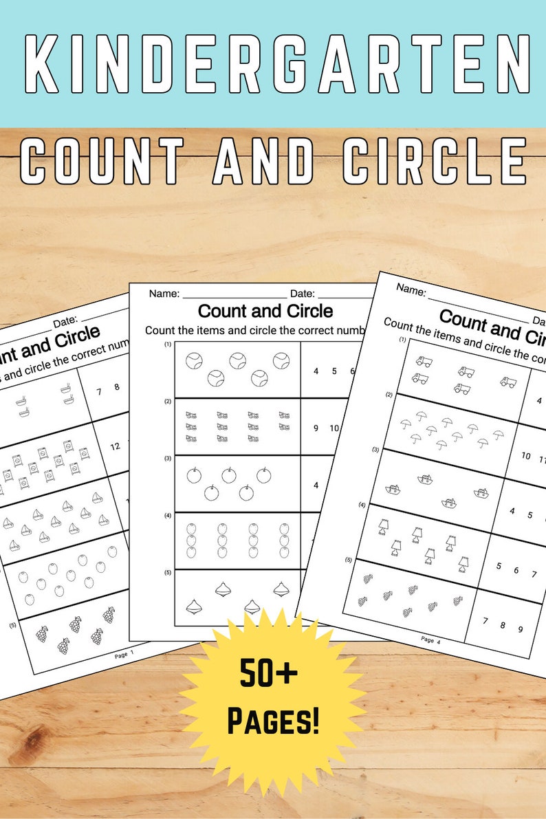 Count and Circle Worksheet Kindergarten Math Homeschool Printable ...