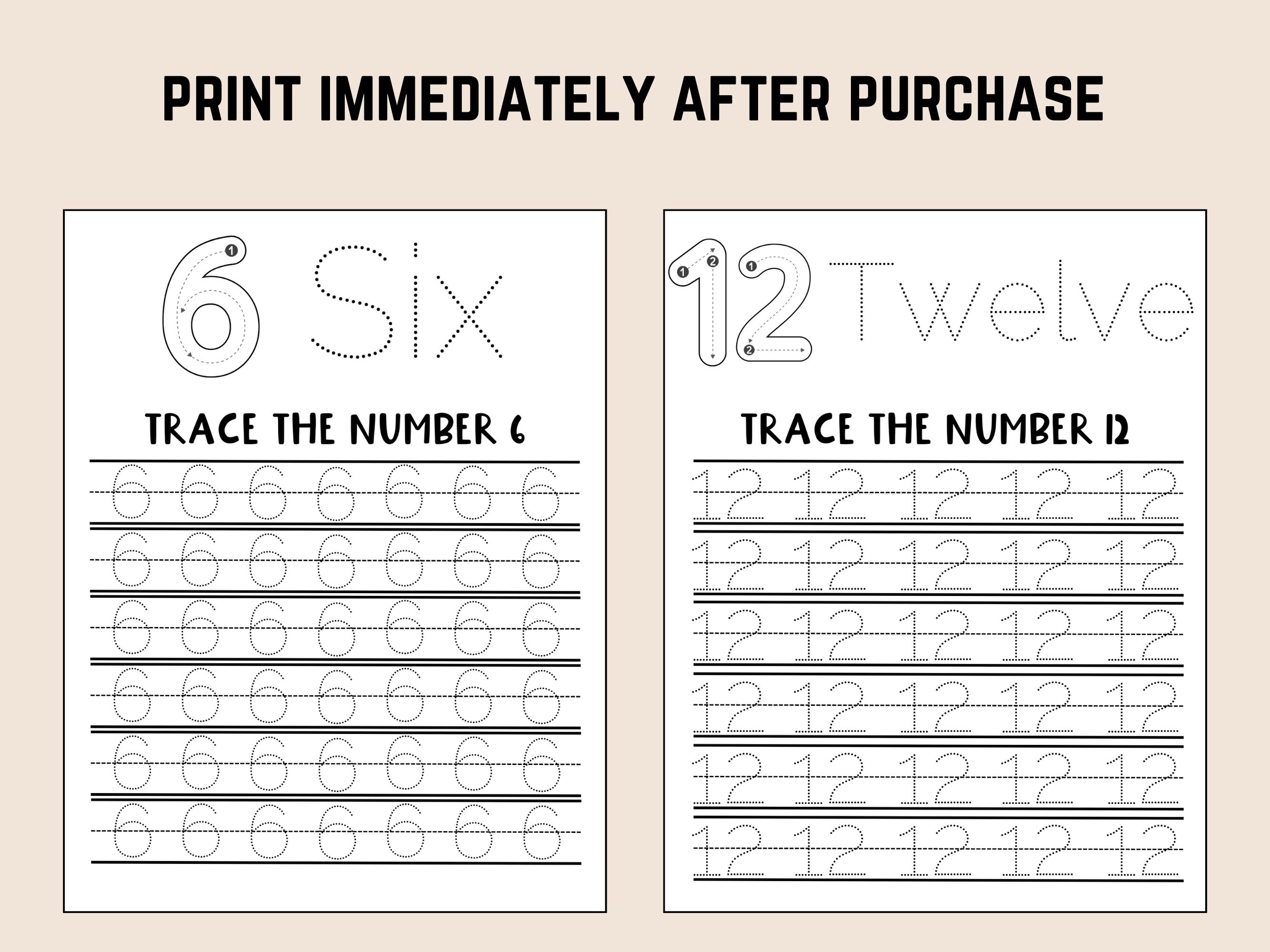 Number Tracing Worksheet Preschool Instant Download Tracing Worksheet ...
