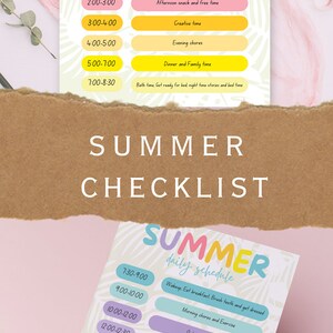 Kid Summer Schedule Template Editable Kid Daily Checklist Summer Daily ...