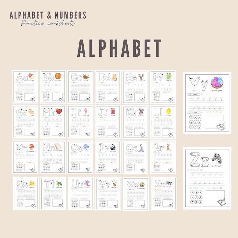 Alphabet Tracing Worksheet Printable Letter Tracing Worksheet Number ...