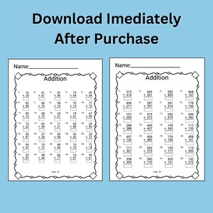 Second Grade Addition Worksheet Printable Homeschool Practice 3rd Grade ...