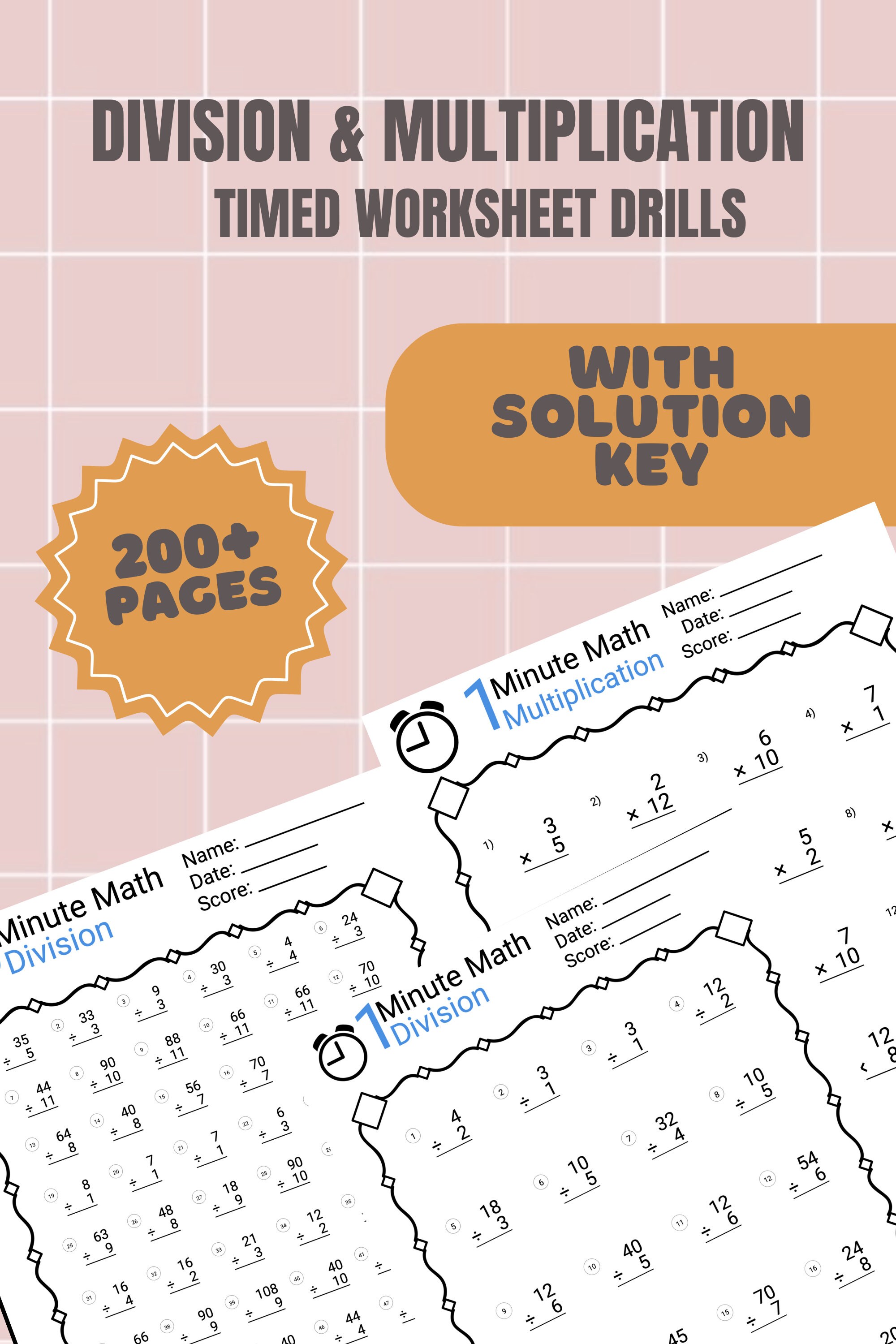 Multiplication Drill Worksheet Printable Kid Math Download Division ...