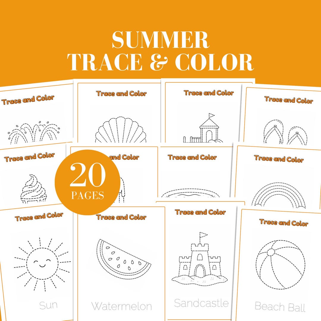 Summer Trace and Color Preschool Tracing Tracing Printable Tracing ...