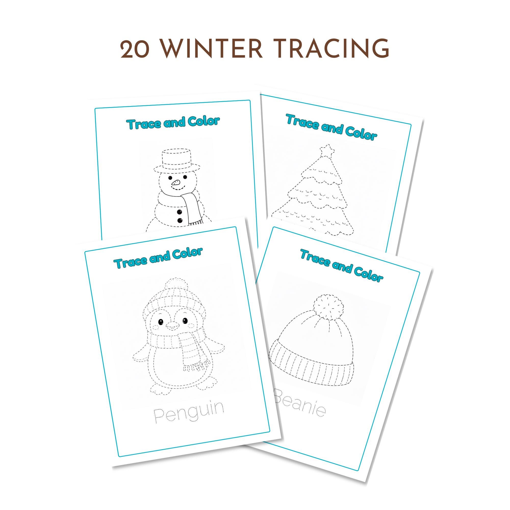 Trace and Color Worksheets Bundle Preschool Kindergarten All Seasons ...